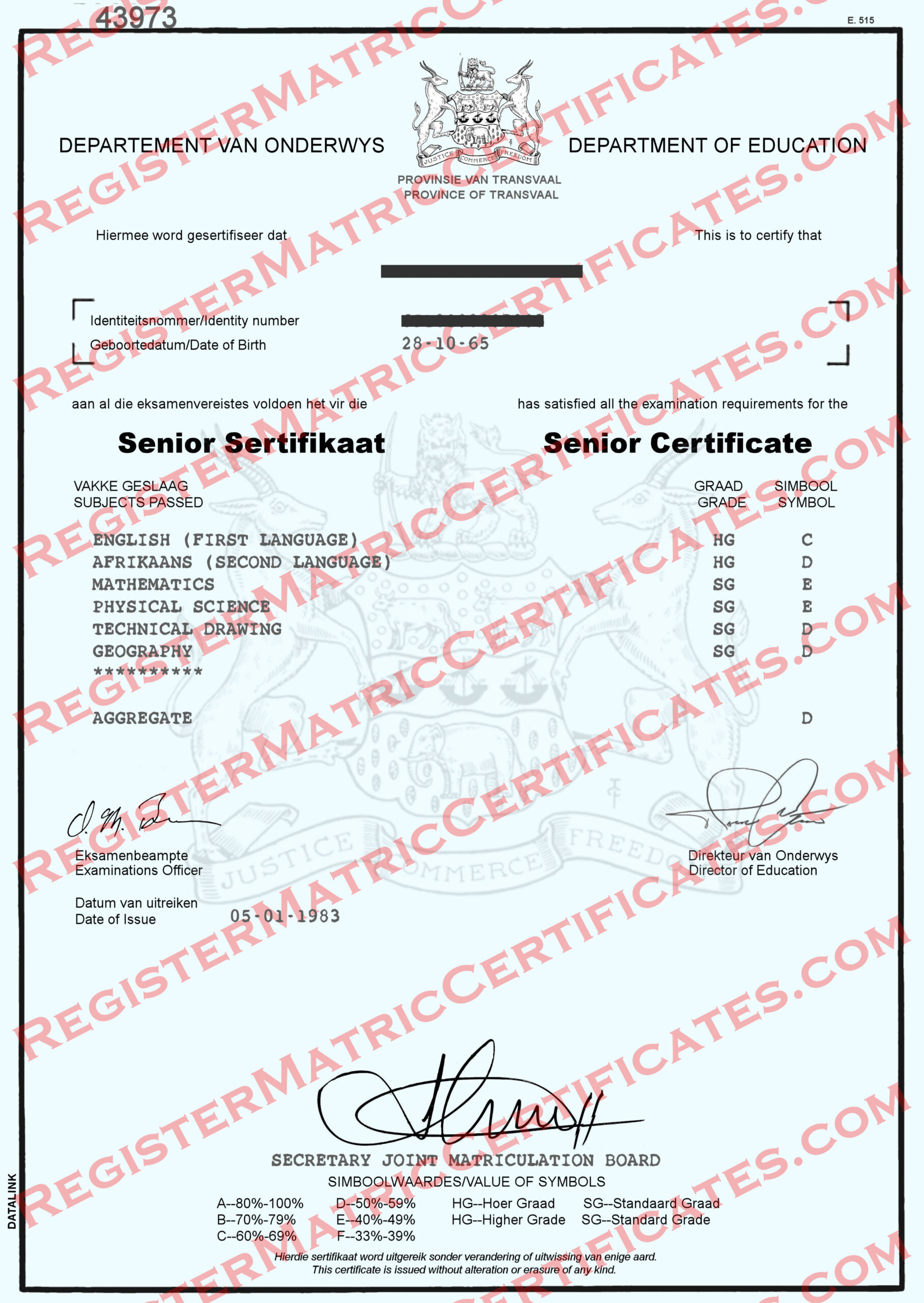 Store - Register Matrics and Certificates