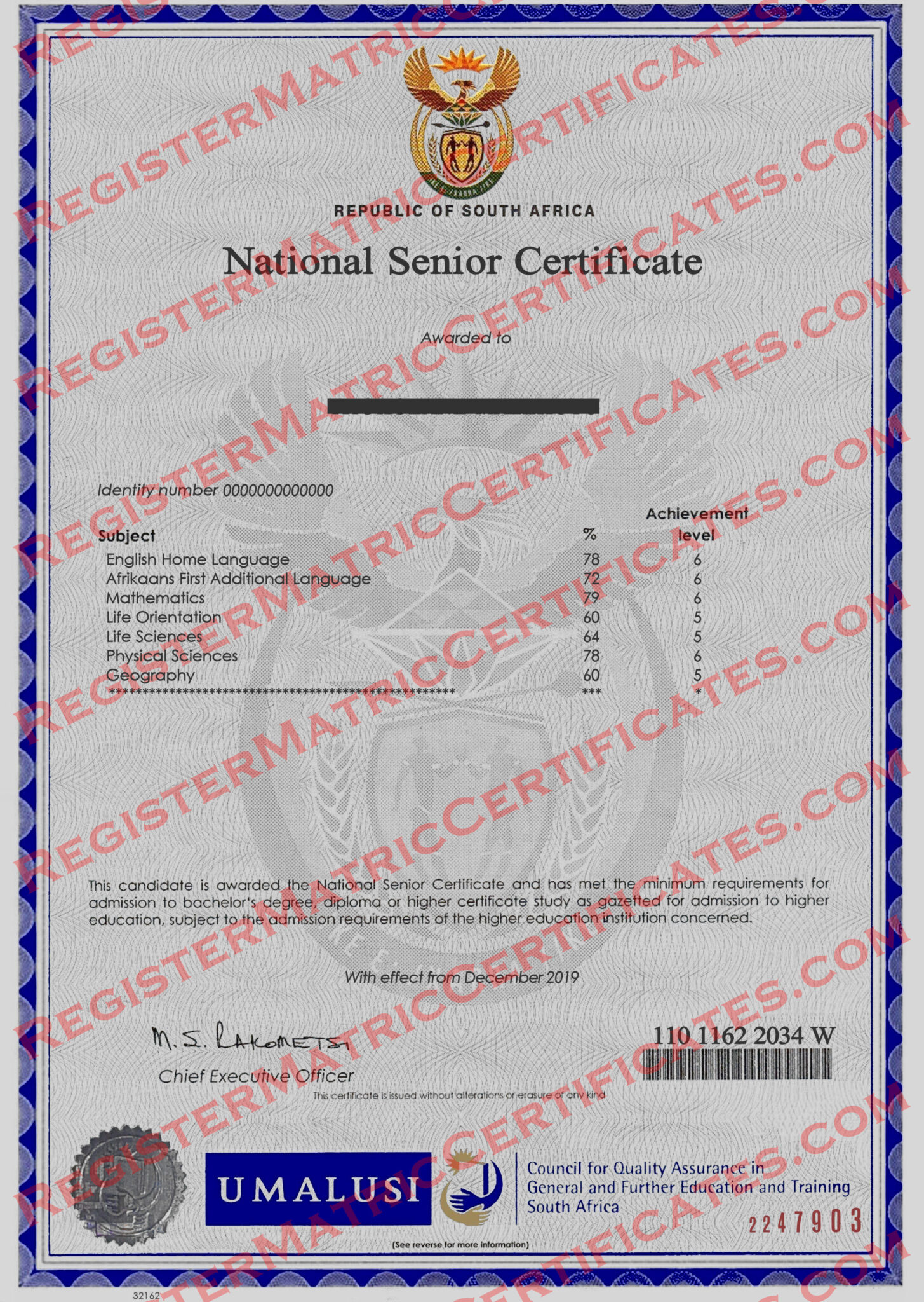 Store - Register Matrics and Certificates