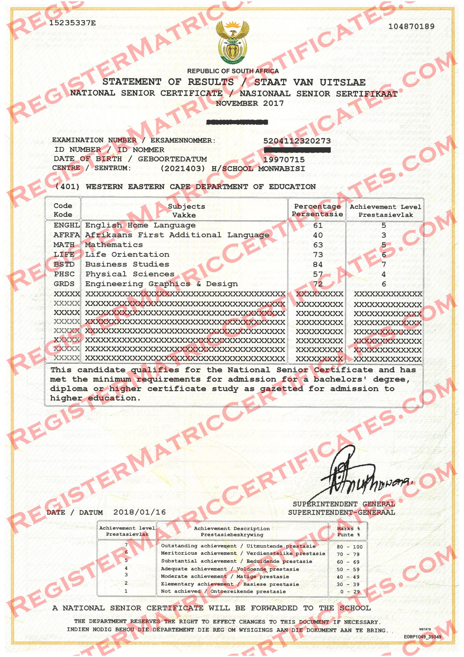 Store - Register Matrics and Certificates